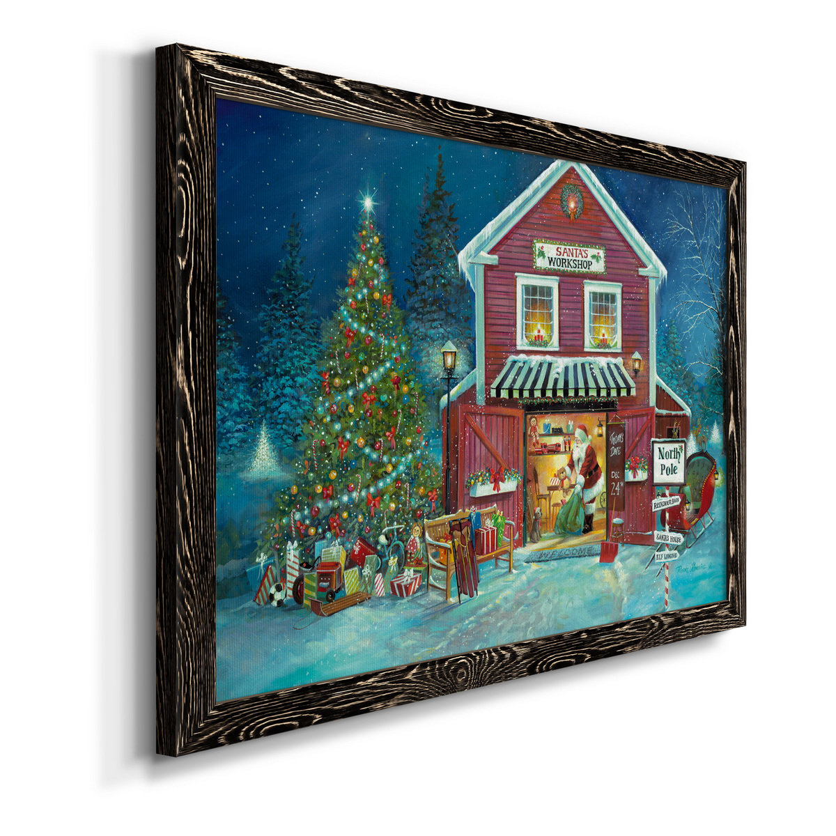 The Holiday Aisle® Santa's Workshop-Premium Framed Canvas - Ready To ...