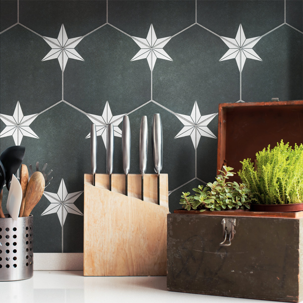 Merola Tile Stella Hex 9" x 10" Porcelain Pattern Wall & Floor Tile ...