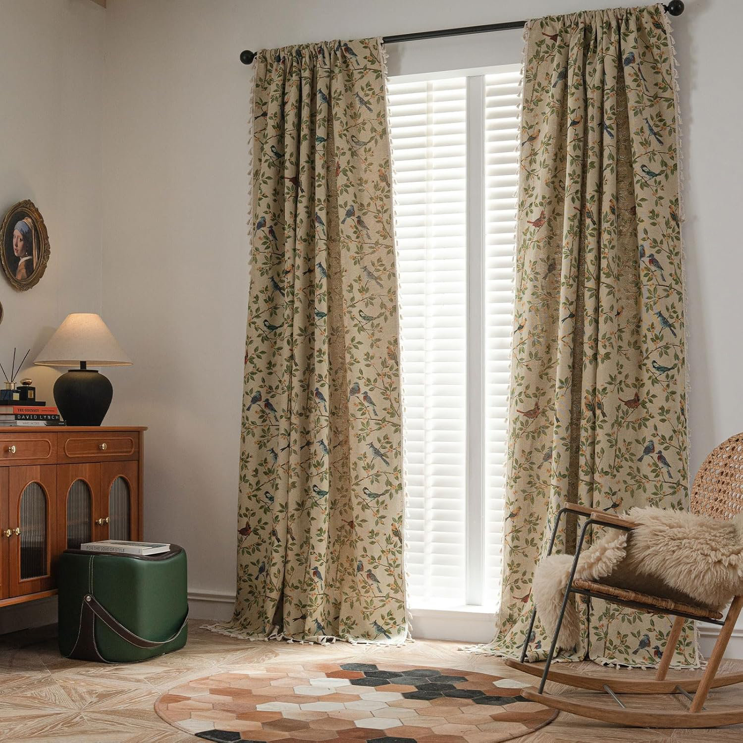 Red Barrel Studio® Jacquard Drapes Bird Patterned Semi Sheer | Wayfair