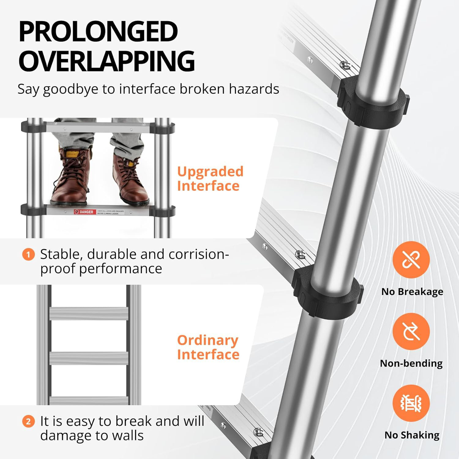 WFX Utility™ Aluminum Lightweight Folding Extension Ladder with One ...