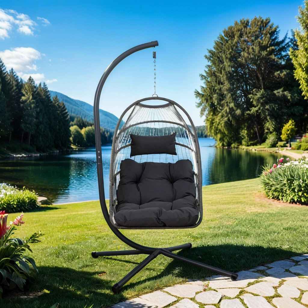 Dakota Fields 1 Person Swing Chair with Stand,Egg Chair - Wayfair Canada