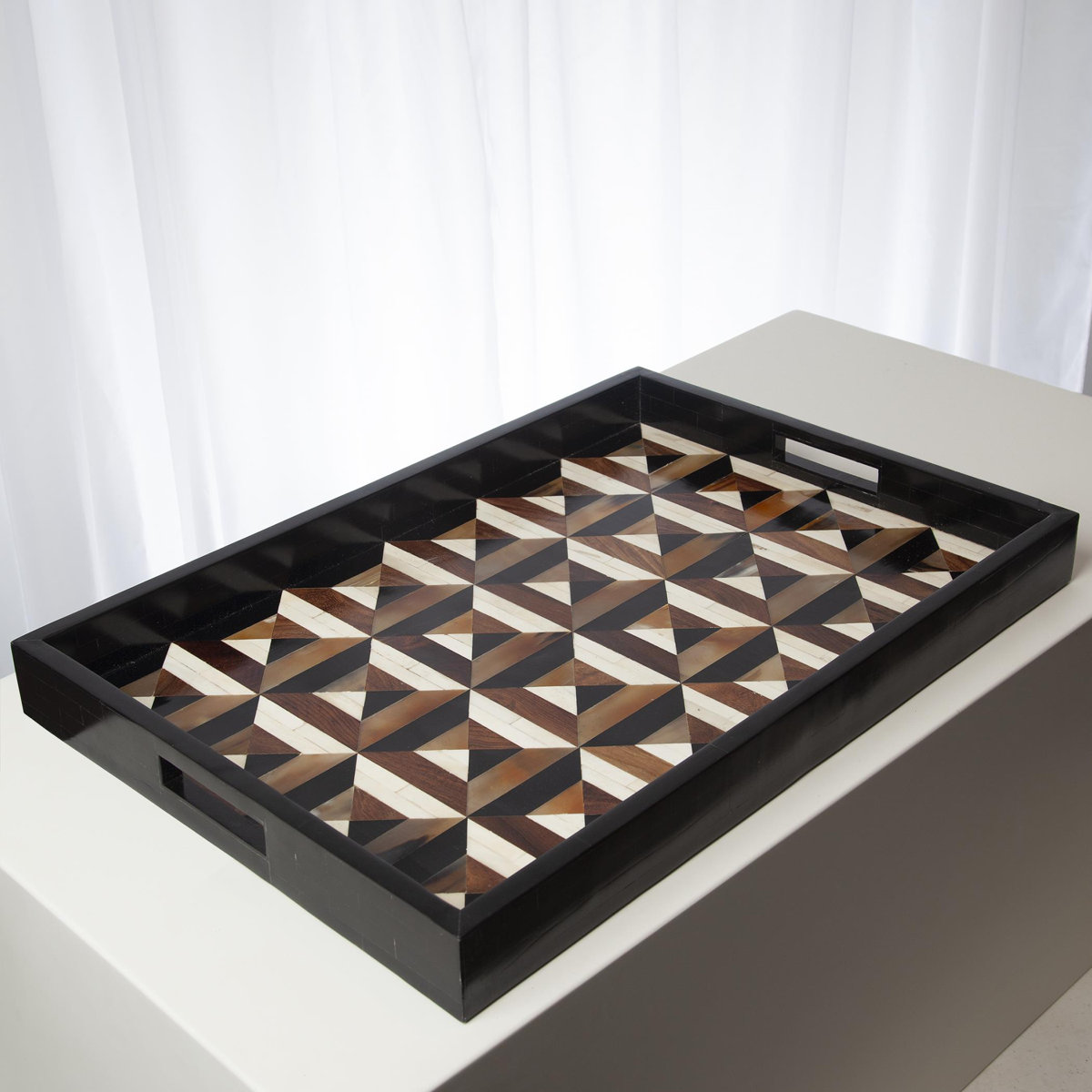 Global Views Triangle Marquetry Tray-Lg | Perigold