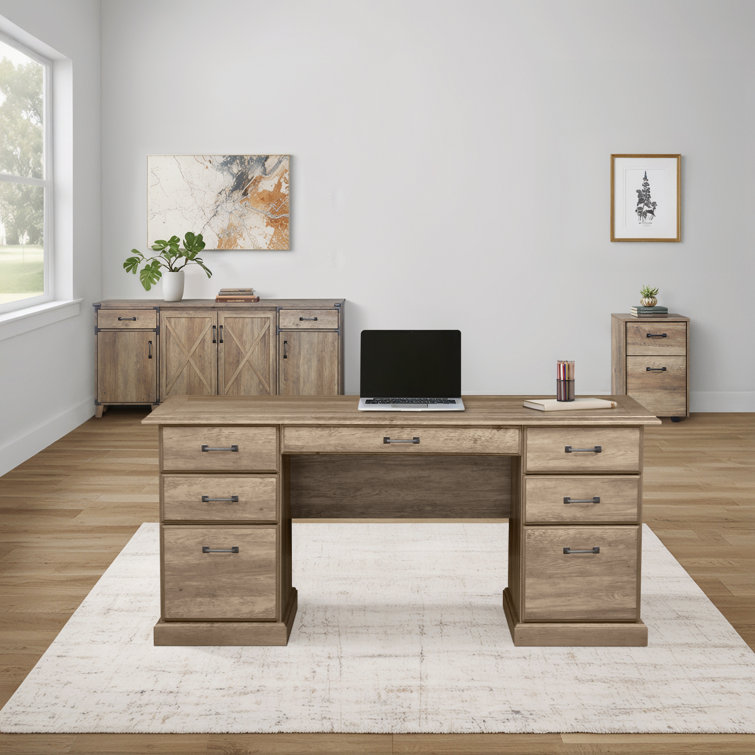 Laurel Foundry Modern Farmhouse Configurable Executive Desk Office Set ...