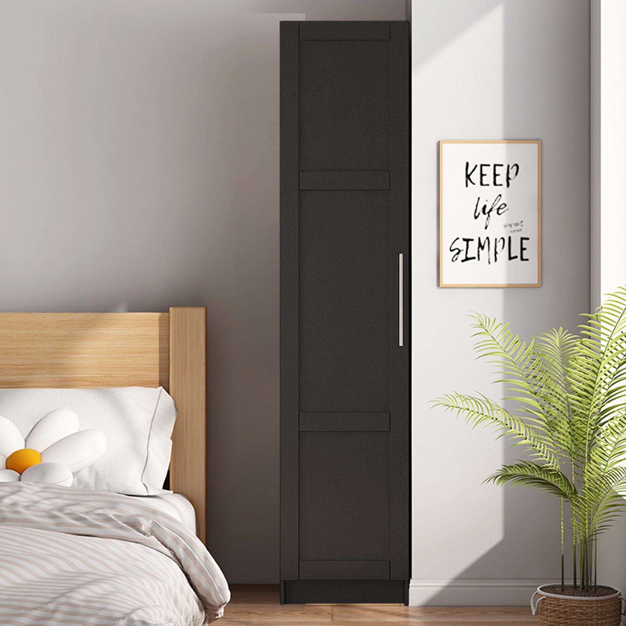 Ebern Designs 1 Door Wardrobe With Movable Shelves | Wayfair