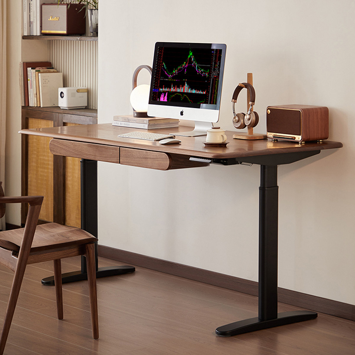Hokku Designs Electric Height-Adjustable Solid Wood Standing Desk | Wayfair
