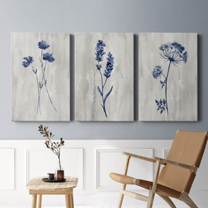 Kelly Clarkson Home " Indigo Botanical I " 3 - Pieces on Canvas ...