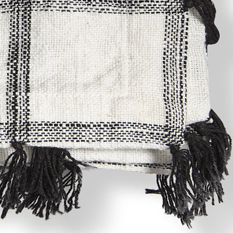 The Holiday Aisle® Tassel Check Napkin S/4 Black Multi | Wayfair