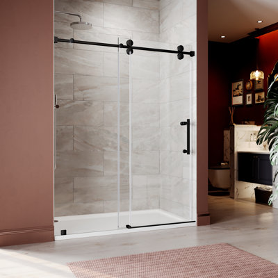 Unikoo 61" - 65" W x 76" H Single Sliding Frameless Shower Door | Wayfair