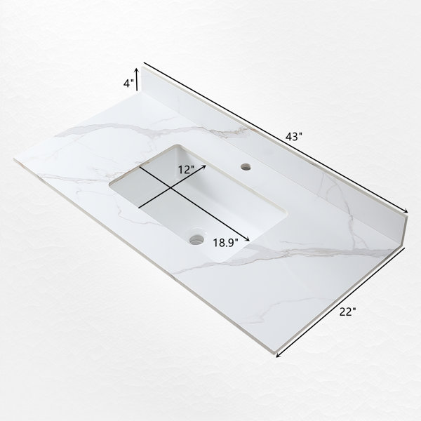 Modern Luxe Furniture 43'' Single Bathroom Vanity Top in White with ...