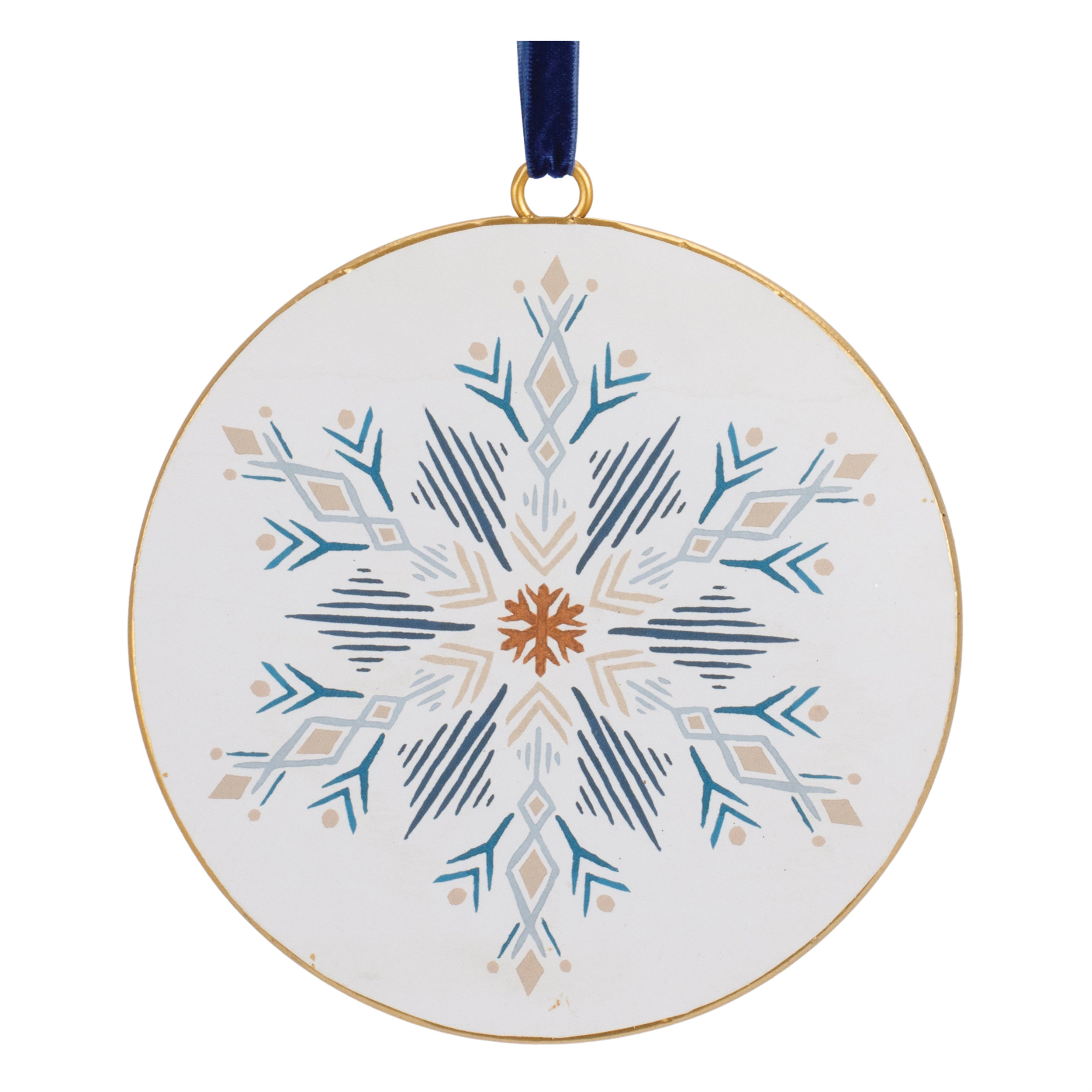 Melrose International Metal Modern Snowflake Disc Ornament (Set of 12 ...