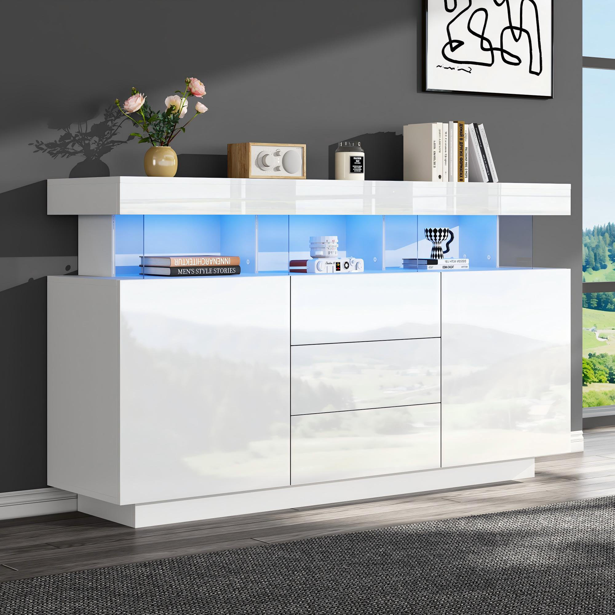 Metro Lane Sideboard Withled, 3 Drawers And 2 Doors White | Wayfair.co.uk