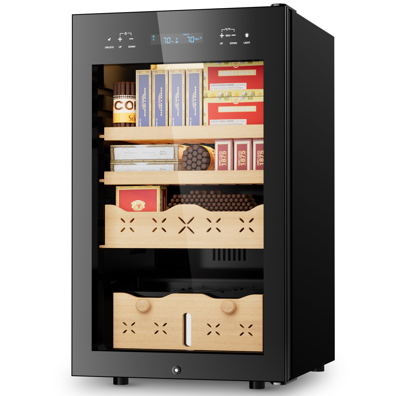 Hokku Designs 65L Electric Humidor, 500 Counts Large Capacity ...