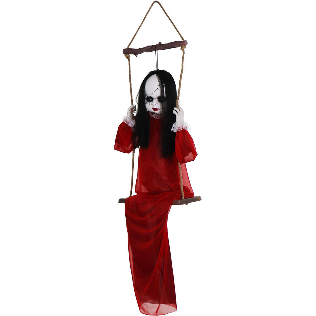 One Allium Way® Giggling Zombie Girl On A Swing Halloween Prop With ...
