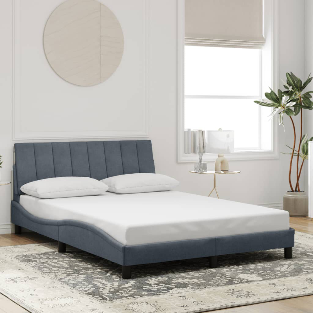Mercer41 Bed Frame Without Mattress "Hanko" Light Gray 76"X79.9" Velvet ...