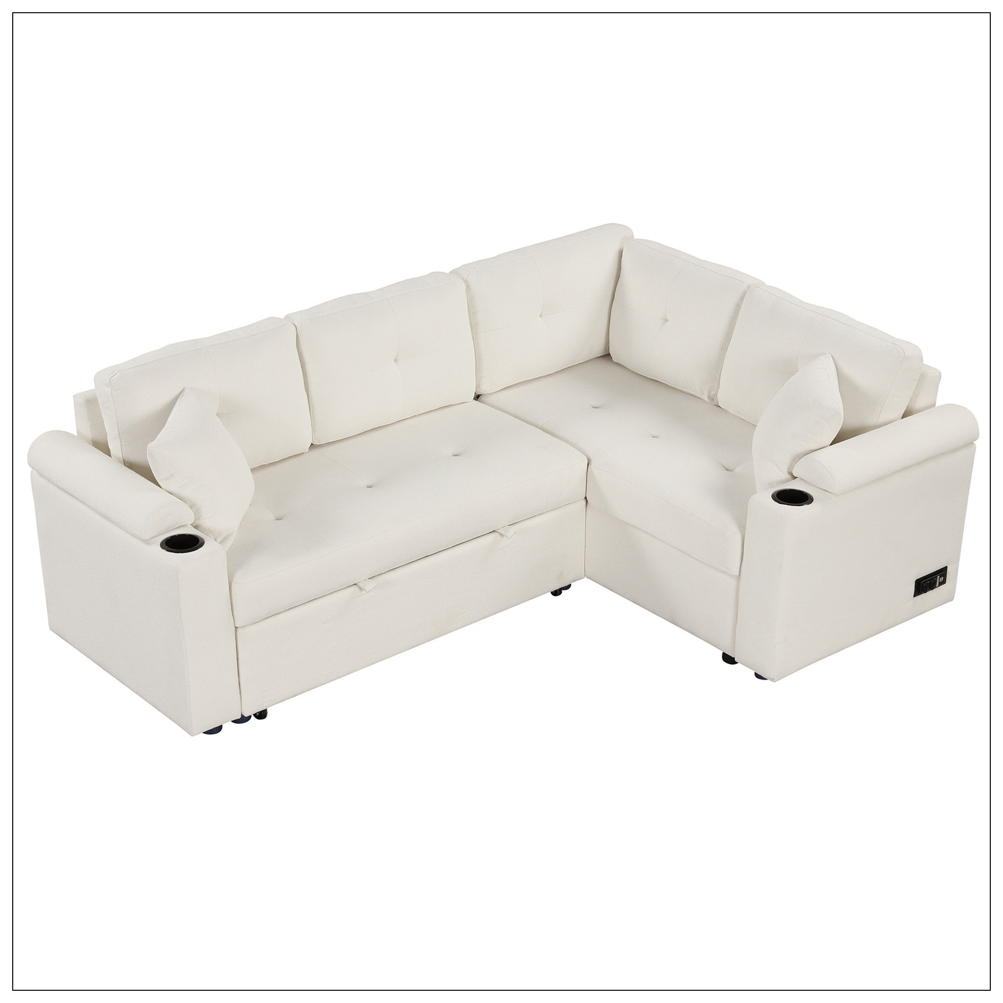 Ebern Designs 83" L-Shape Sofa Bed Pull-Out Sleeper Sofa With Wheels ...