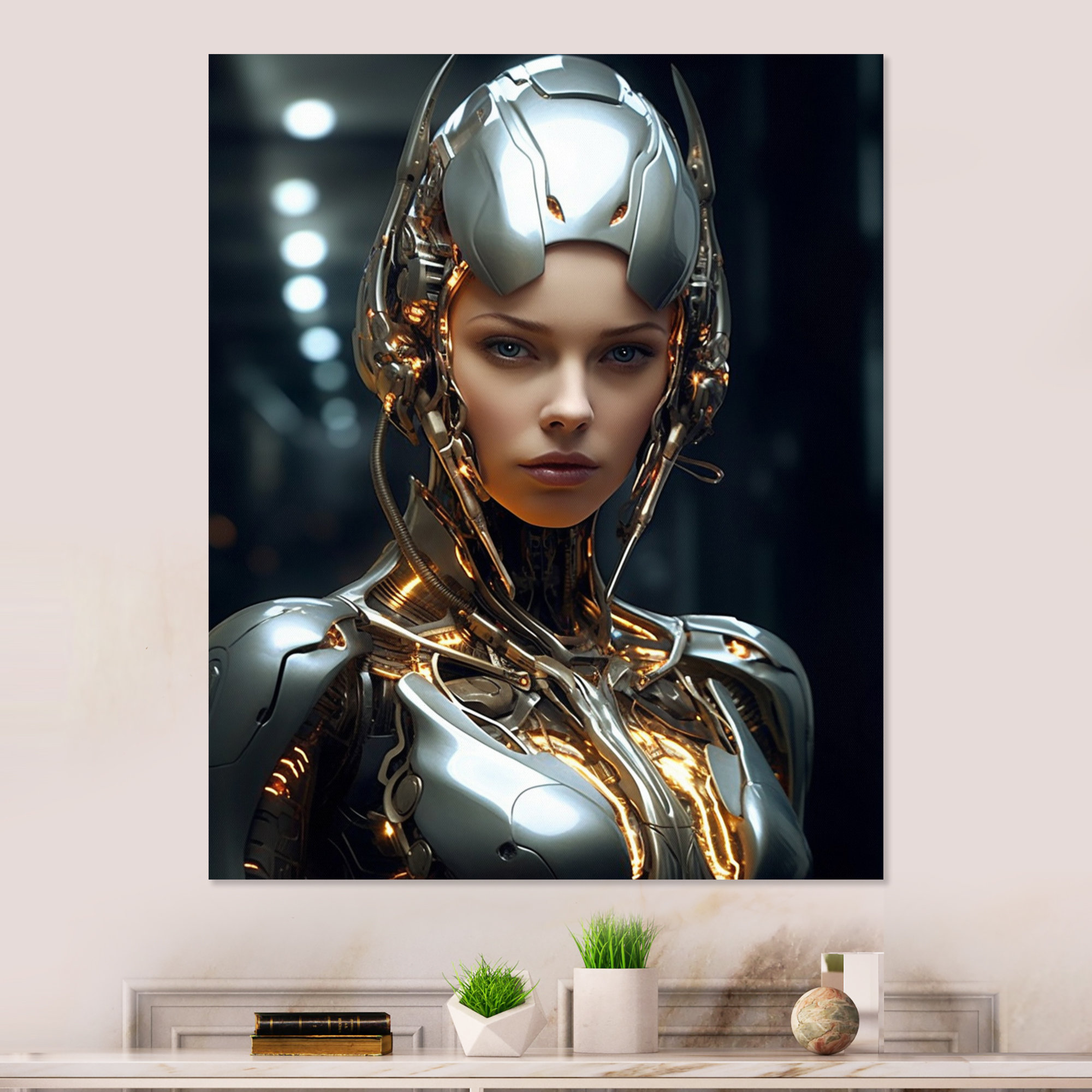 Bungalow Rose Silver and Gold Cyborg Woman Portrait II - Fashion Woman ...
