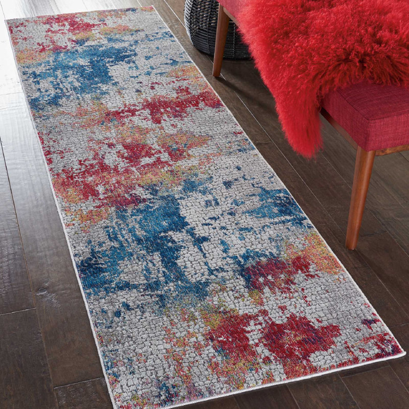 Wrought Studio Laibrook Blue/Red/White Rug & Reviews | Wayfair
