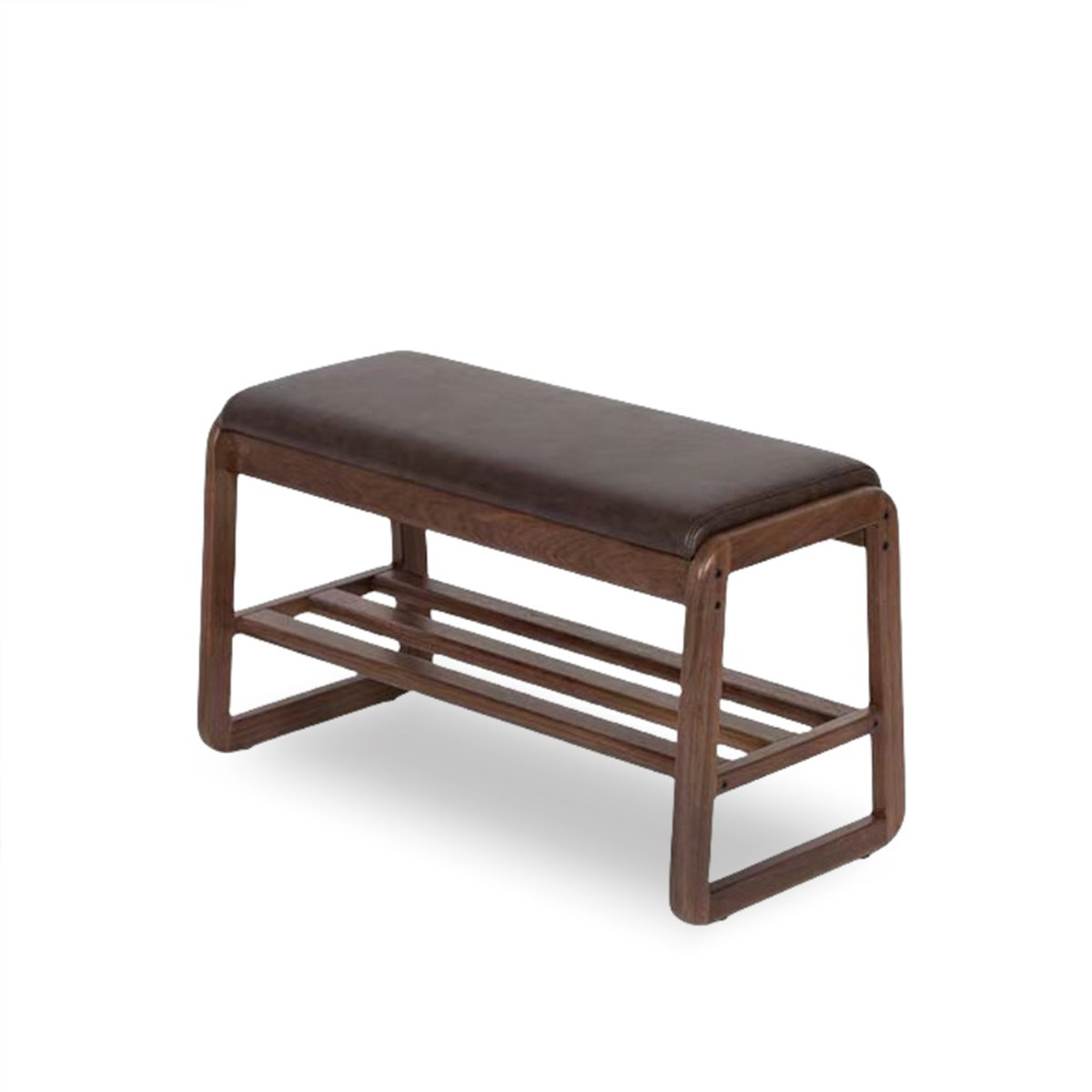 Finesse Furni Minimalist modern black walnut shoe changing stool | Wayfair