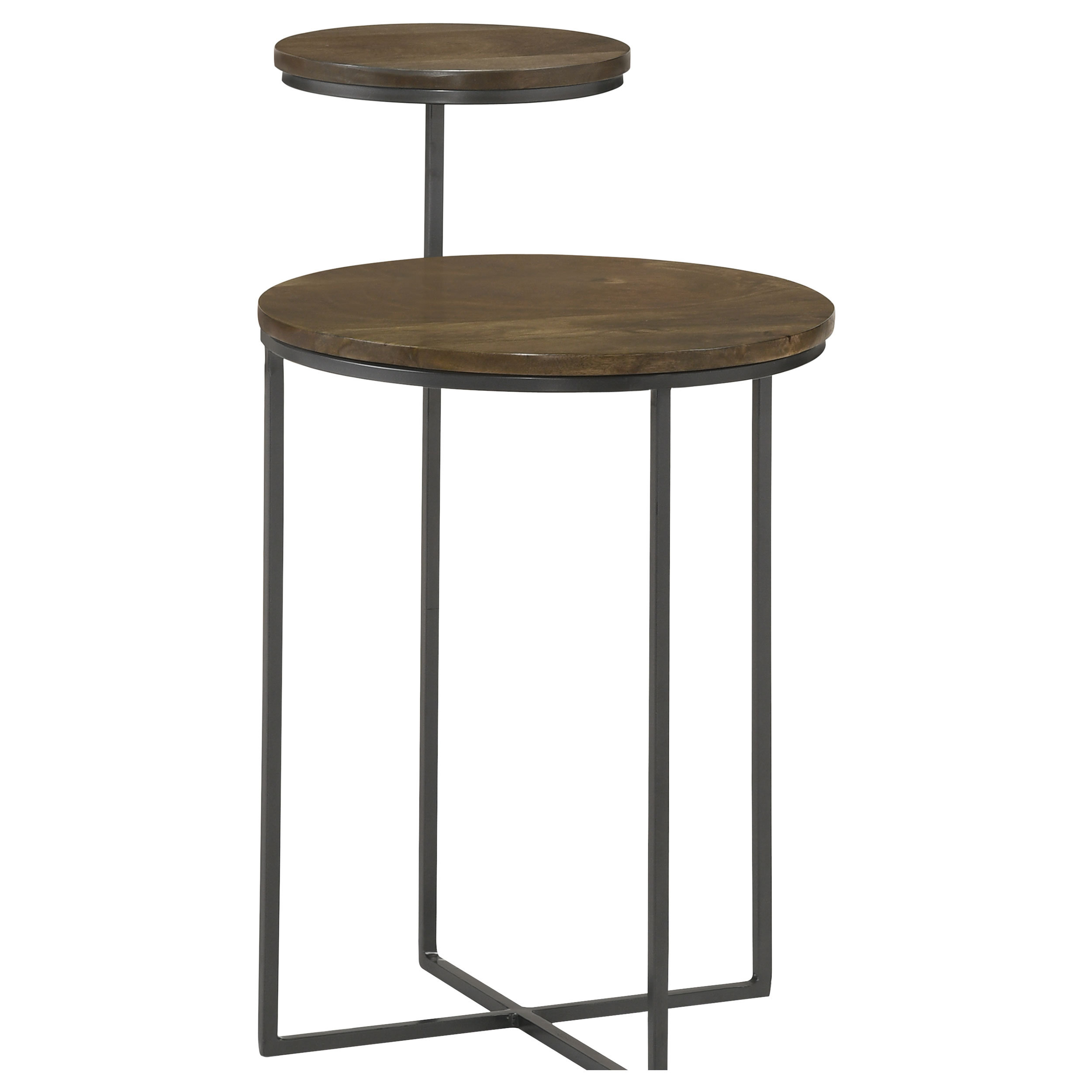 Ivy Bronx Yael Round Mango Wood Accent Side Table Natural and Gunmetal ...