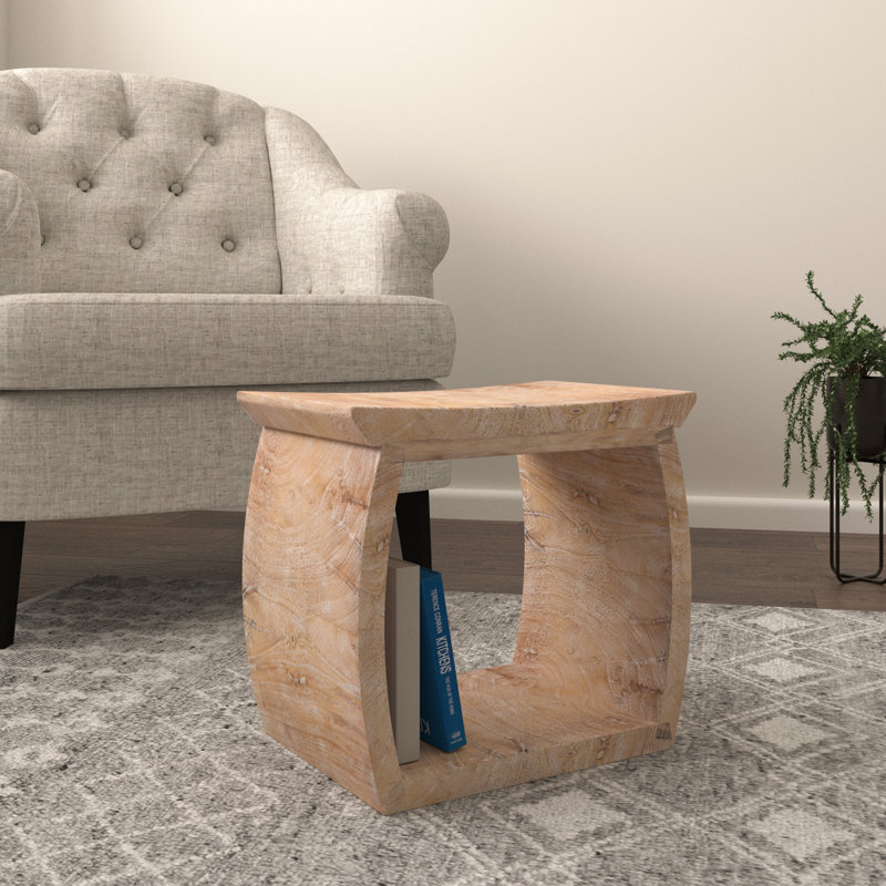 Millwood Pines Contemporary Solid Wood Accent Stool | Wayfair