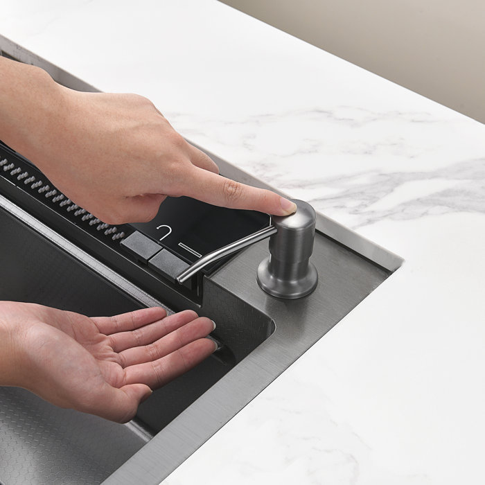 Lefton 304 Stainless Steel Waterfall Kitchen Sink Set with Temperature ...