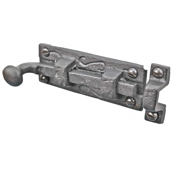 The Renovators Supply Inc. Black Wrought Iron Slide Bolt Rust Resistant ...