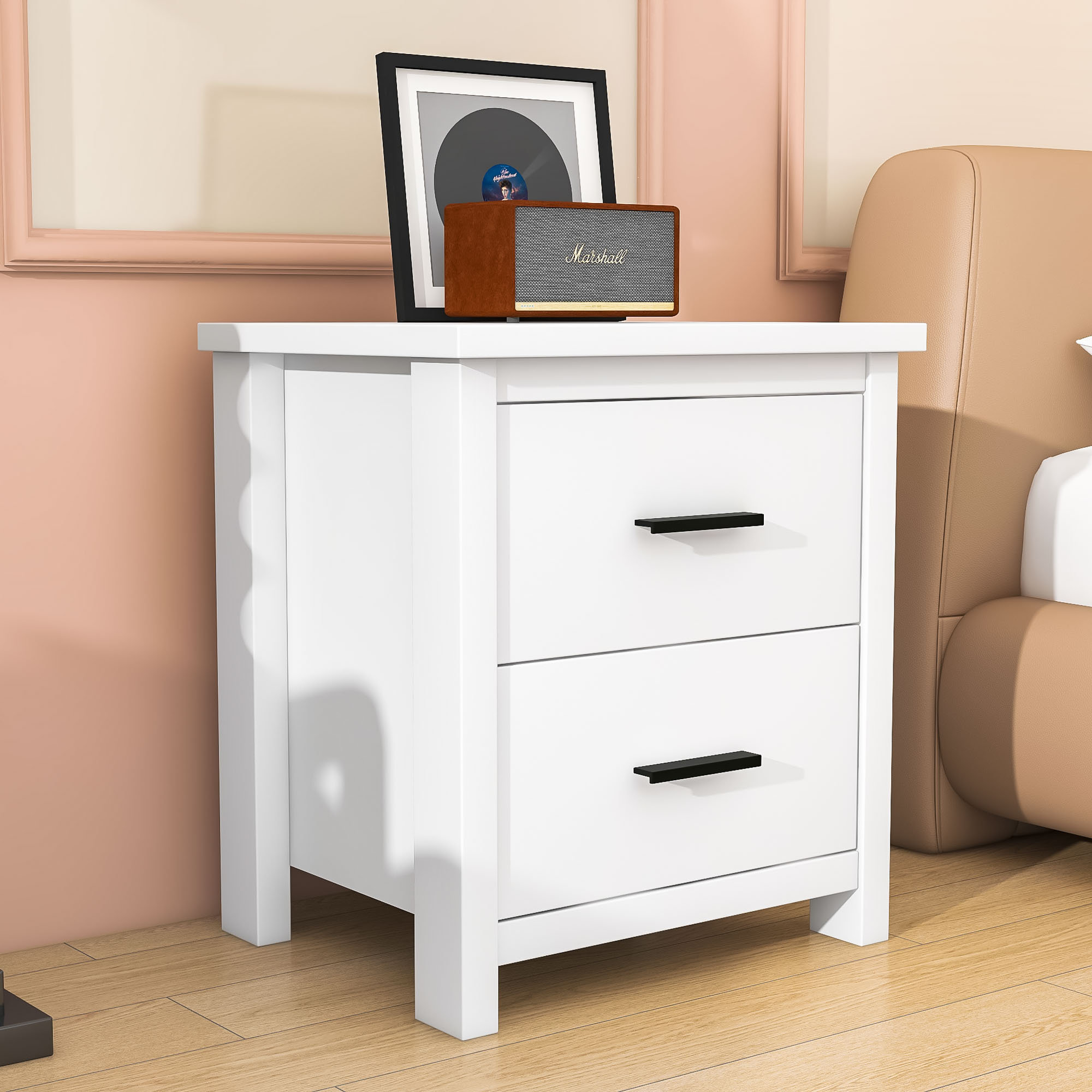 Latitude Run® Kylor Wood Nightstands with Two Drawers for Bedroom | Wayfair