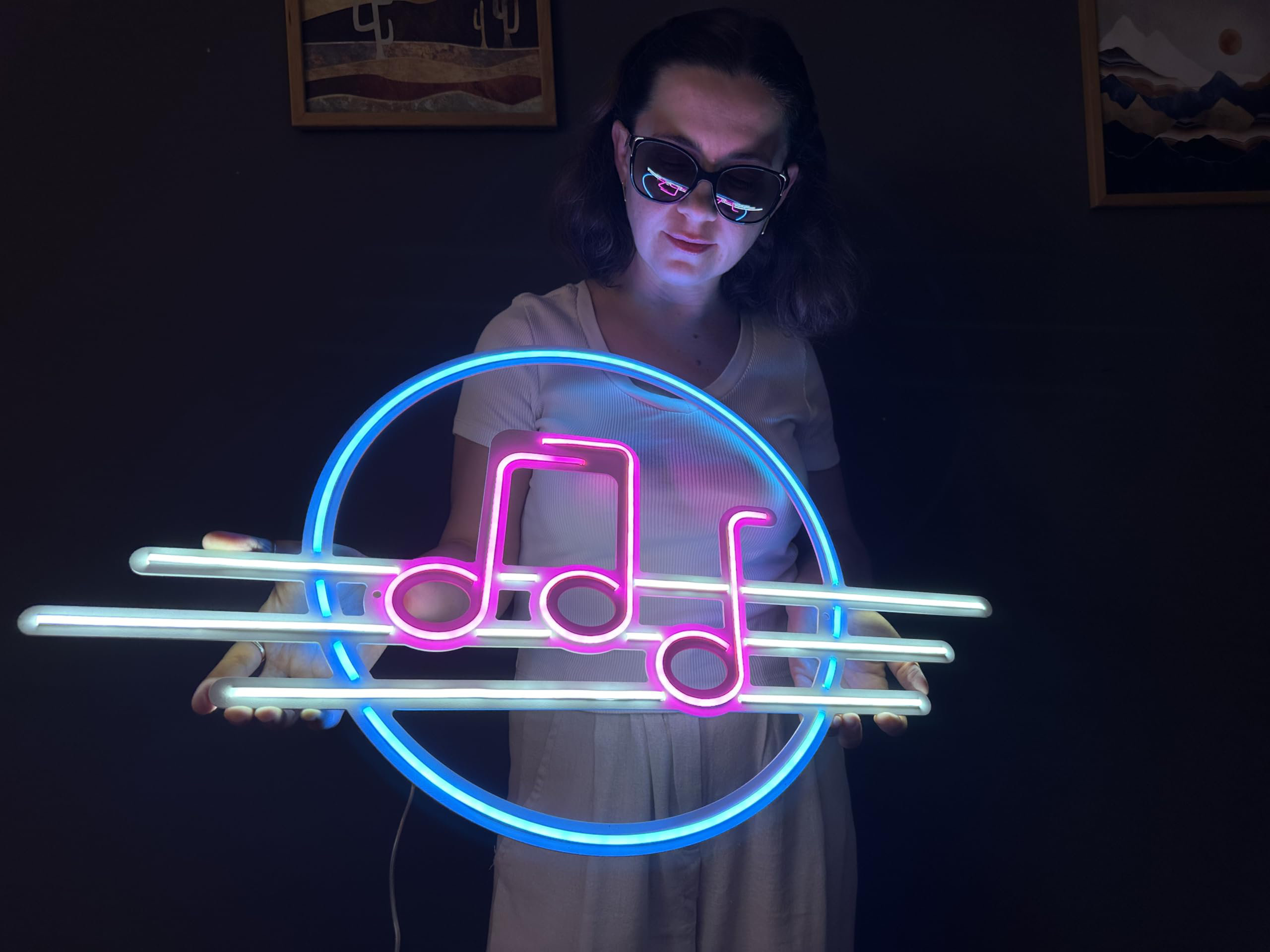 Trinx Solfeggio Metal Neon Sign, Neon Sign, Neon Wall Art, Bright and ...