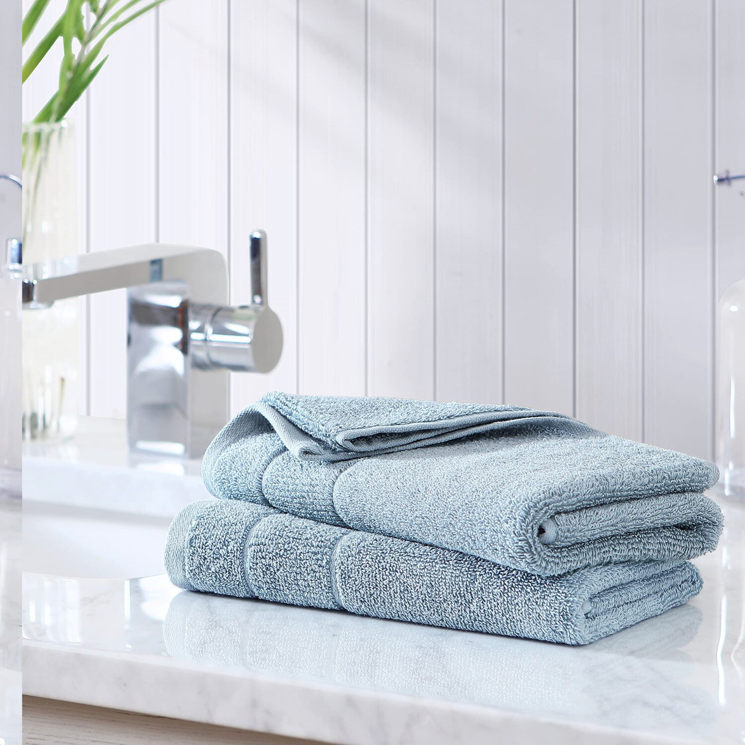 Latitude Run® Island Retreat Bay Blue Absorbent Cotton Hand Towels - 2 ...