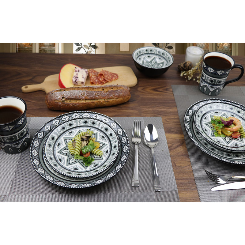 Lorren Home Trends Bimini Stoneware Dinnerware Set - Service for 4 ...