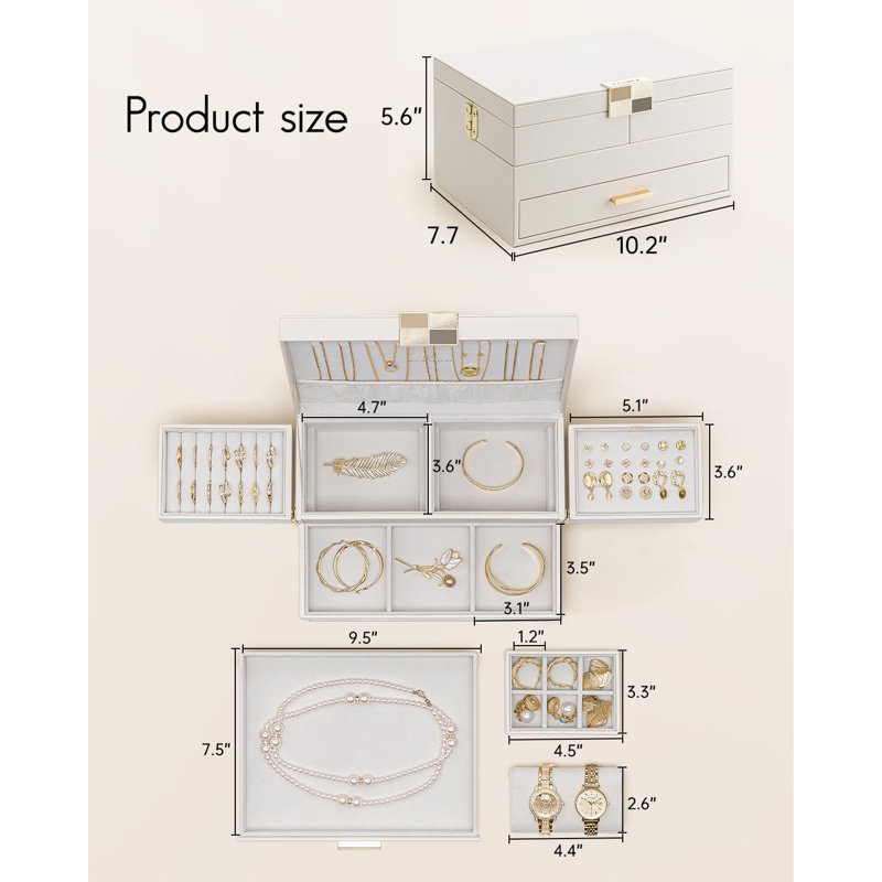 Latitude Run® Jewelry Organizer Box - 3 Layer Jewelry Storage With ...