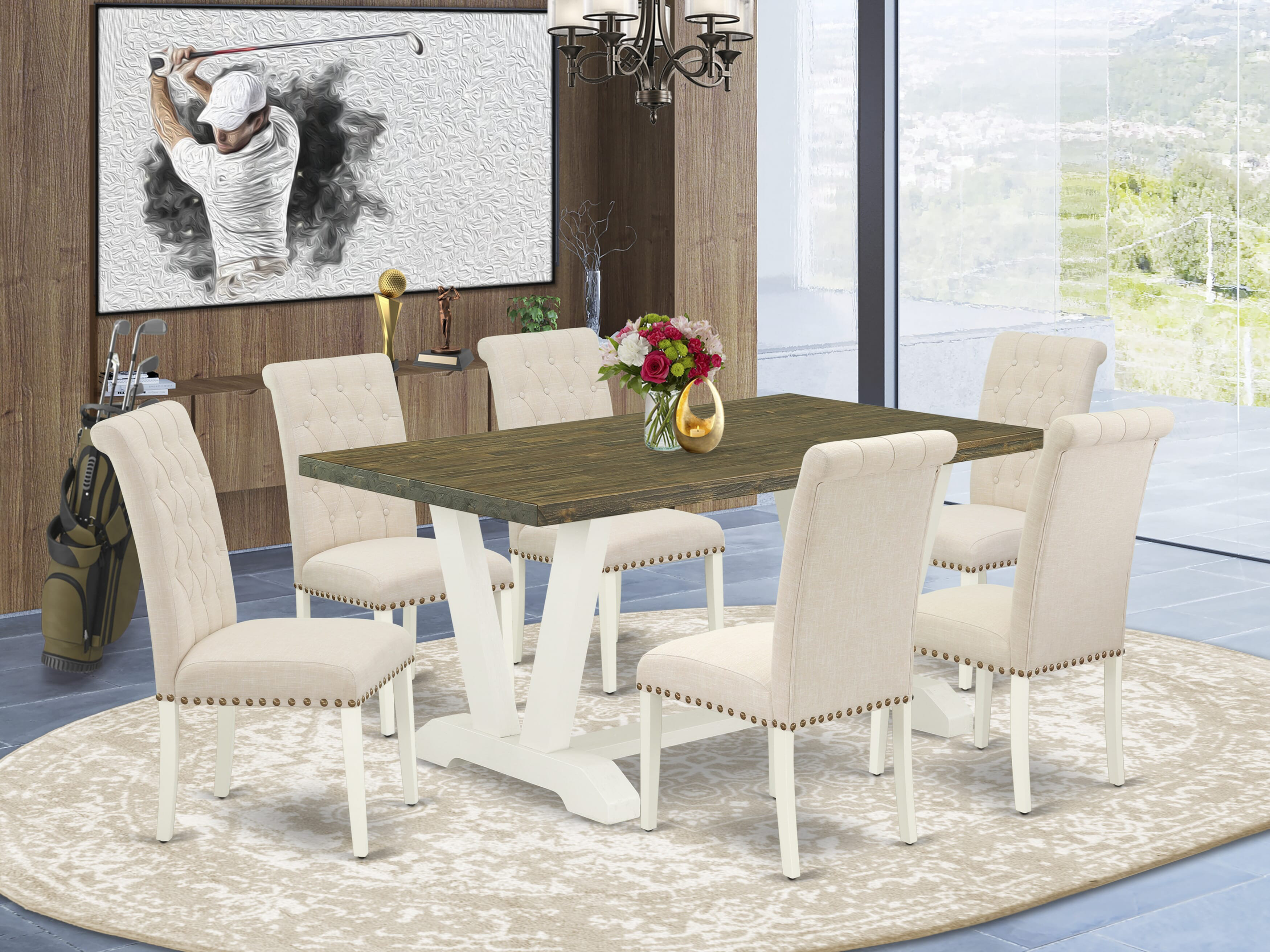 Canora Grey Kimballton 6 - Person Rubberwood Solid Wood Dining Set ...