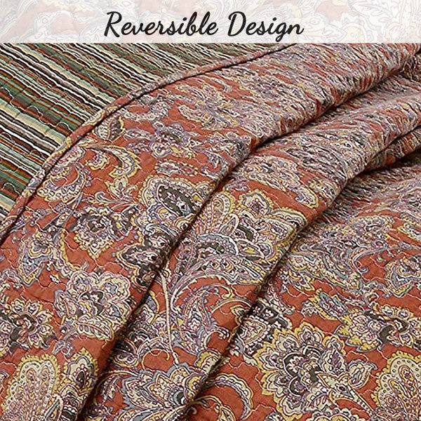 Cozy Line Home Fashion Cotton Reversible Traditional 3 Piece Quilt Set ...