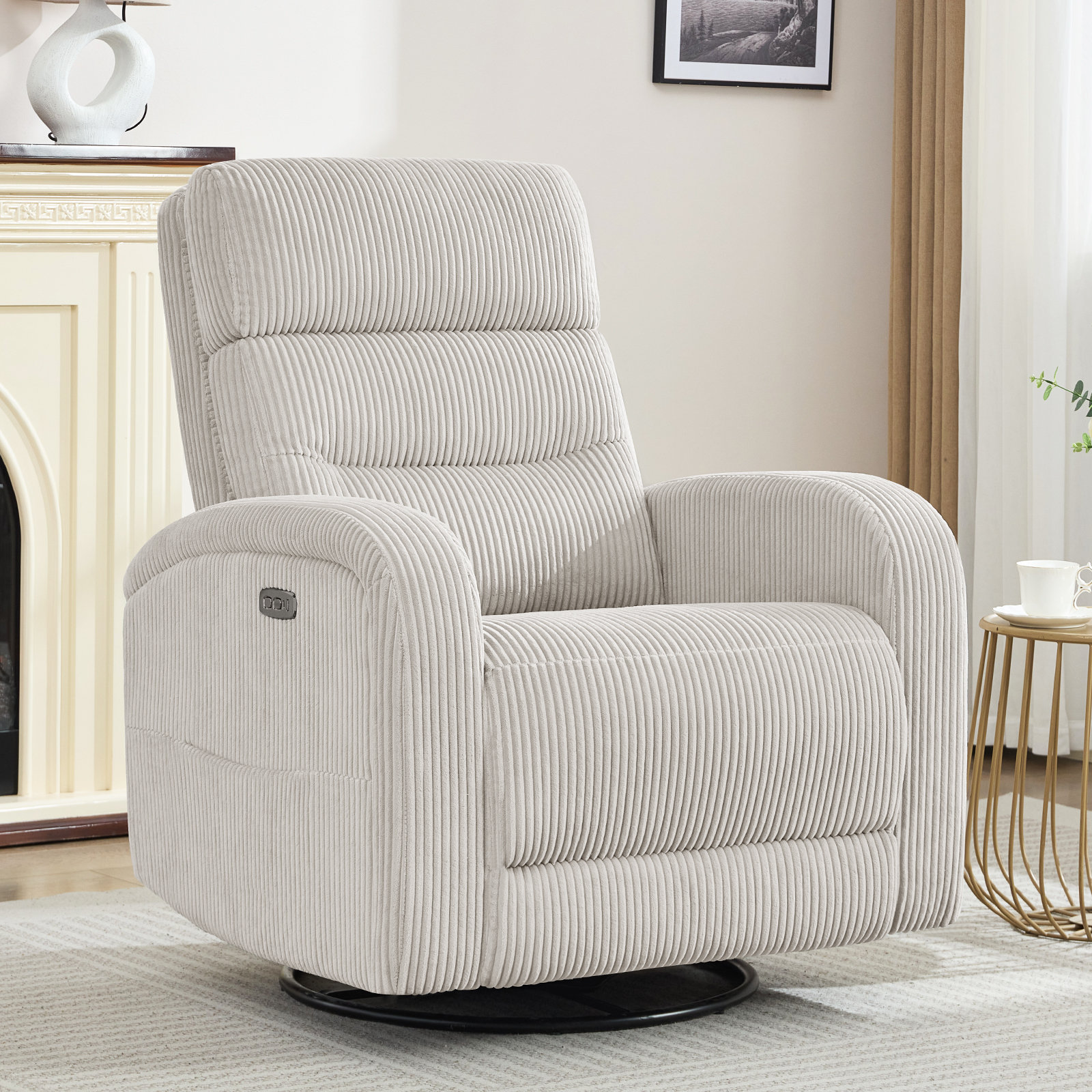 Latitude Run® Beppino 33"W Modern Power Swivel Rocker Glider Recliner ...