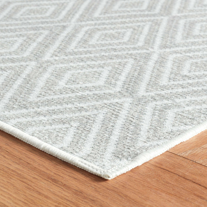 Dash and Albert Rugs Diamond Platinum/White Machine Washable Rug ...