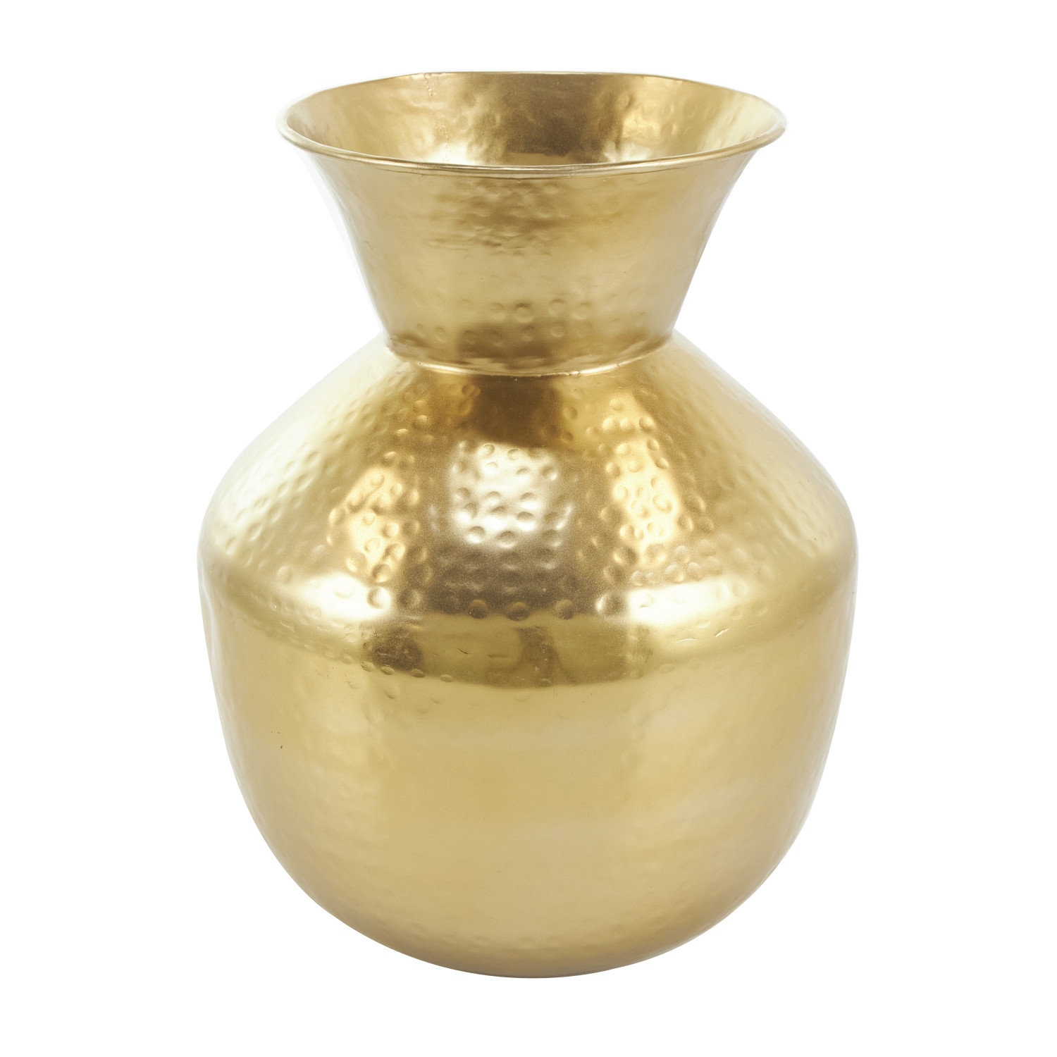 Mercer41 Metal Hammered Spotted Decorative Gold Vase with Fluted Top ...
