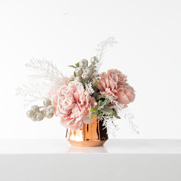 Darby Creek Trading Snow Princess Peony Floral Arrangements in Pot ...