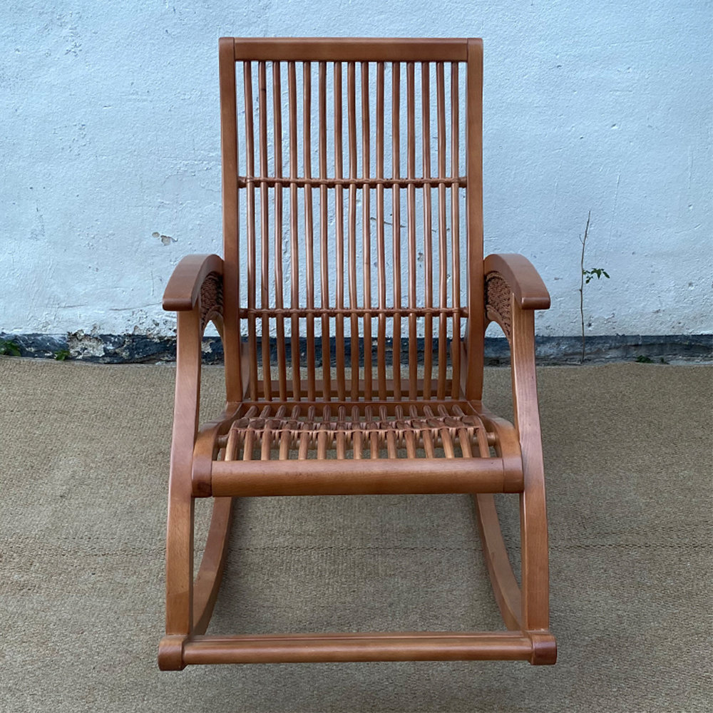 wangling hone Solid wood balcony casual rattan rocking chair | Wayfair