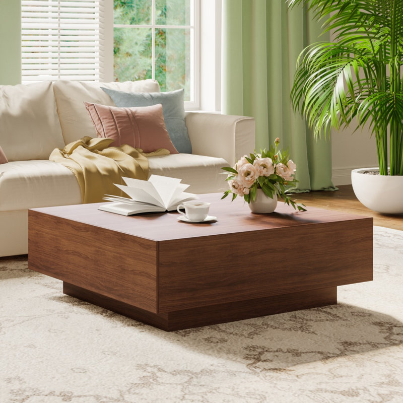 Ebern Designs Cristyle Wood living room table, Square coffee table ...