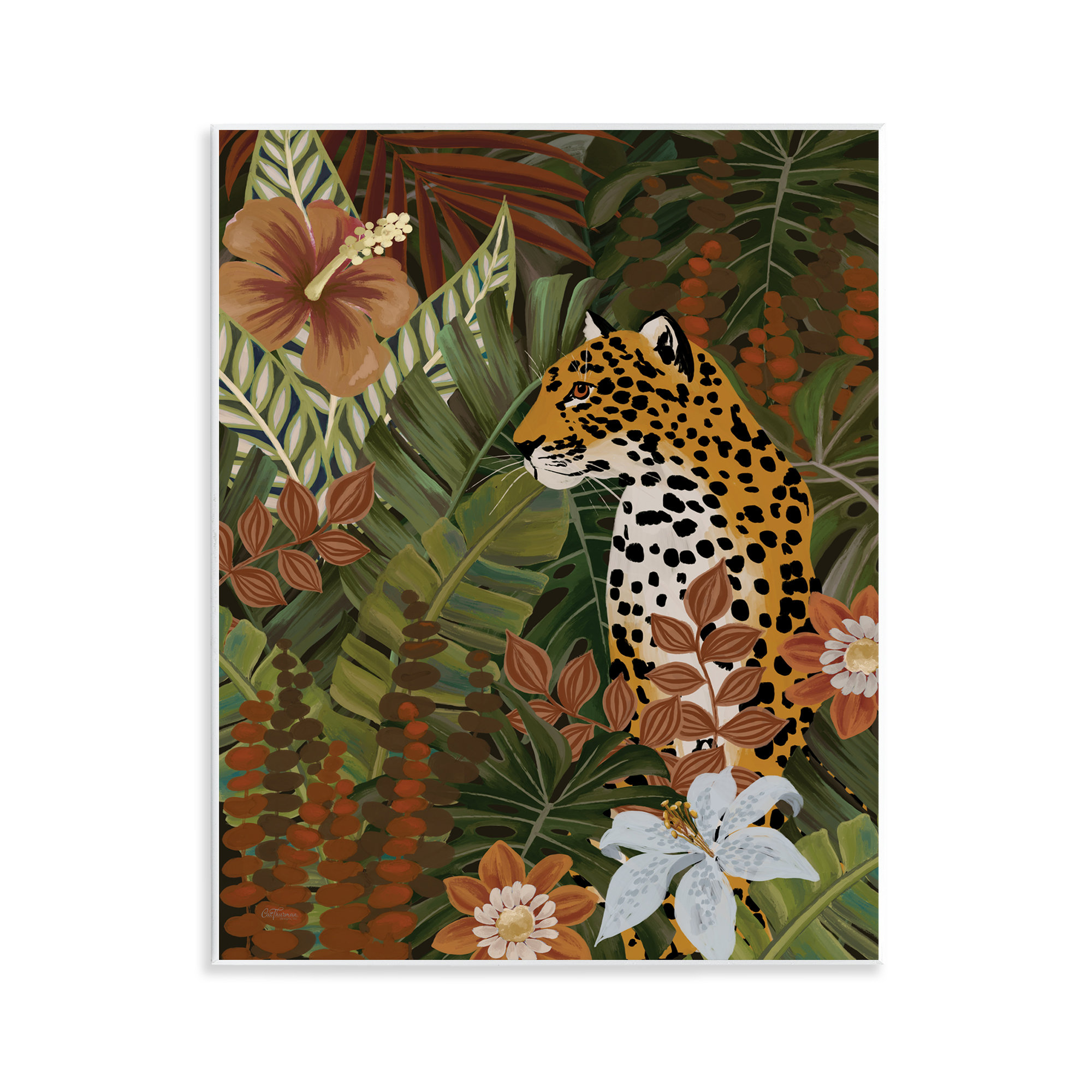 Ebern Designs Hibiscus Jungle Leopard Wall Plaque Art by Cat Thurman ...