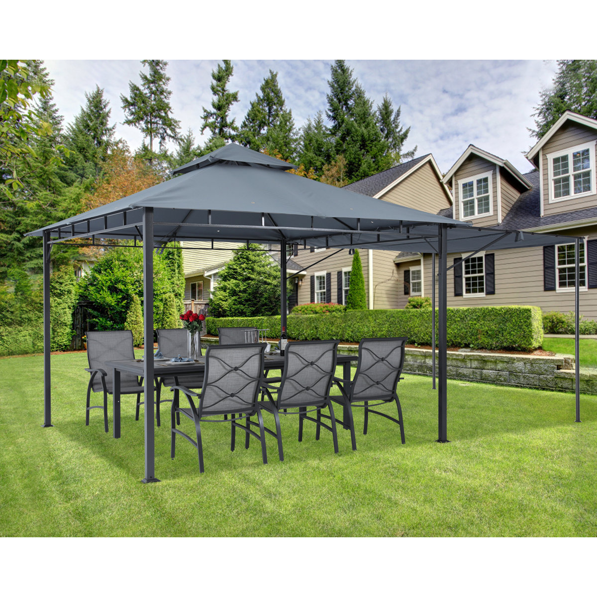 ABCCANOPY 11 Ft. W x 11 Ft. D Metal Patio Gazebo with Collapsible ...
