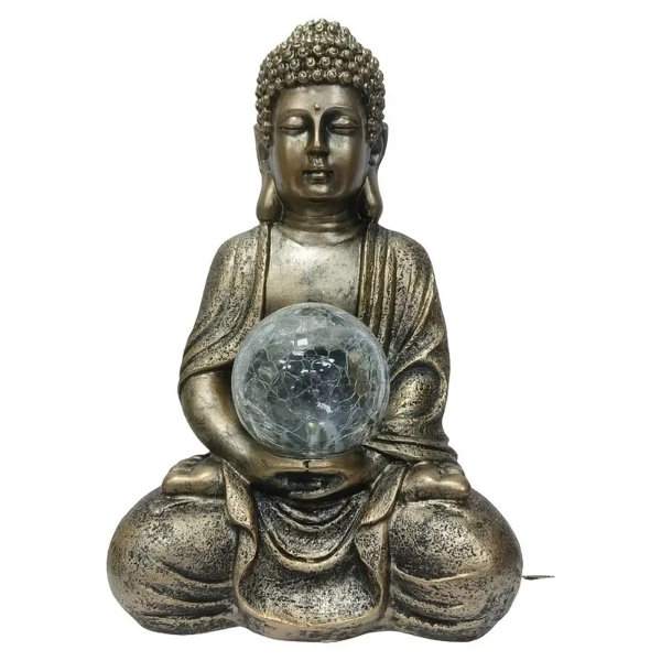Dakota Fields 1Pc Solar-Powered Buddha Statue With LED Light, Resin ...