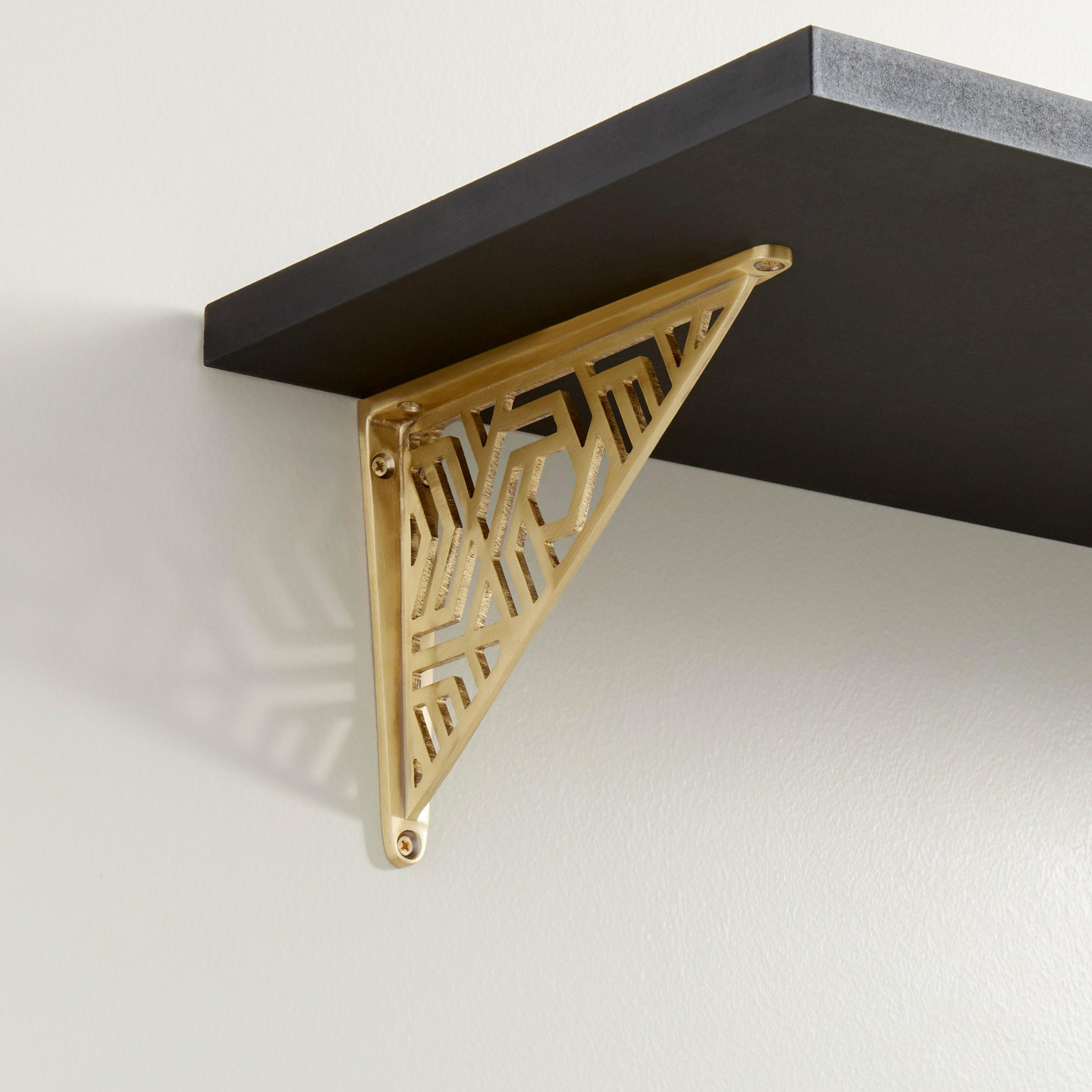 Signature Hardware Hendrox Solid Brass Shelf Bracket - Satin Brass ...