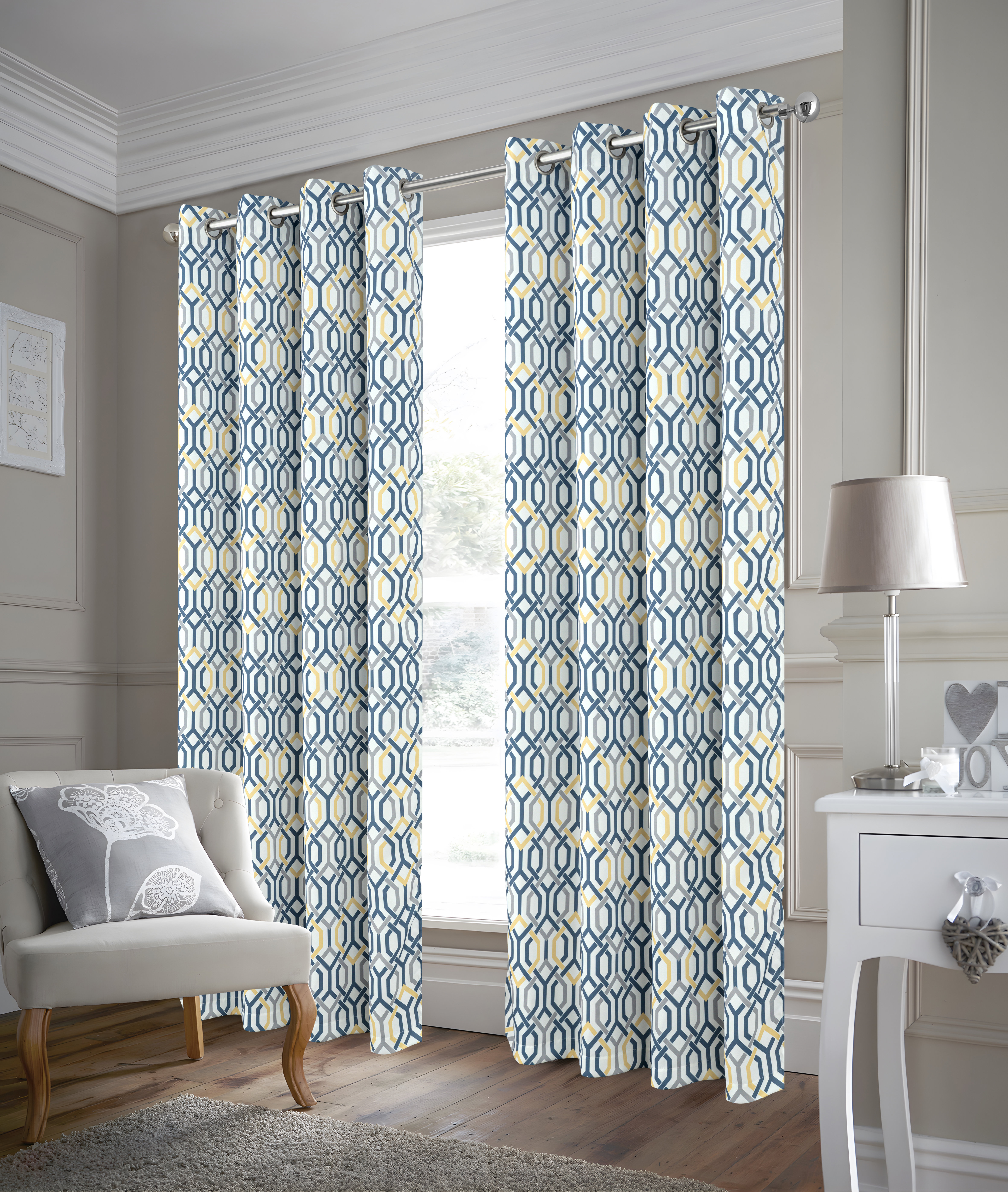 Wrought Studio™ Nitsa Geometric Room Darkening Window Curtain | Wayfair