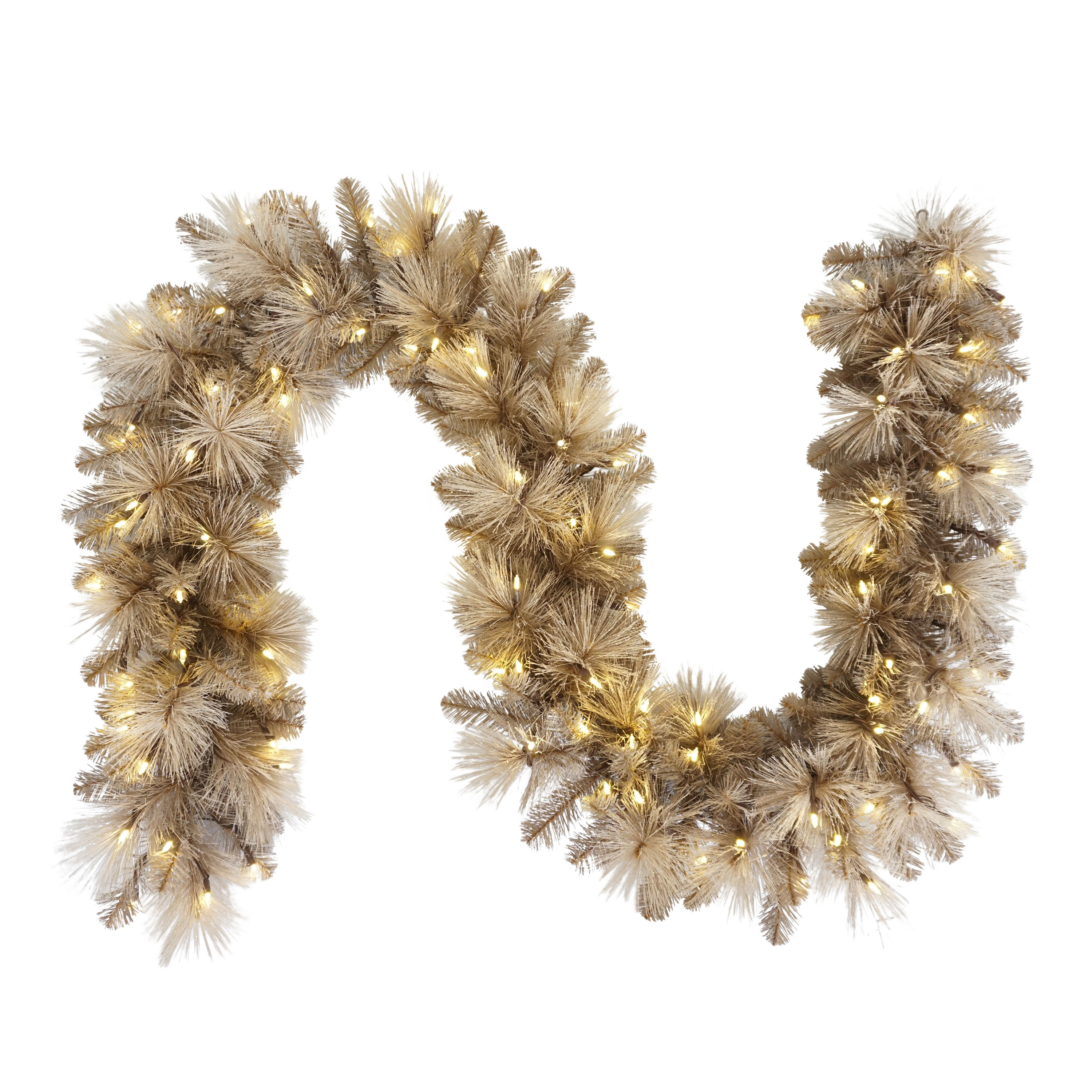 The Holiday Aisle® 9 Feet by 10 Inches Pre-Lit Tan Artificial Garland ...