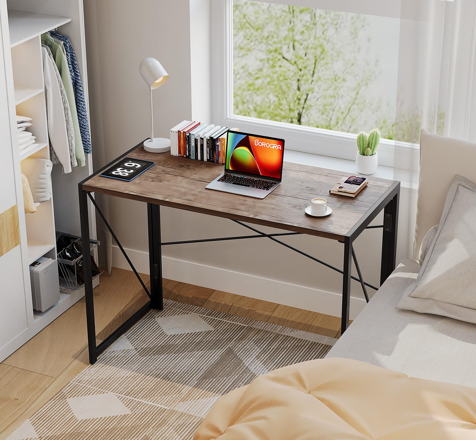 Inbox Zero Folding Desk No Assembly Required, Writing Computer Desk ...