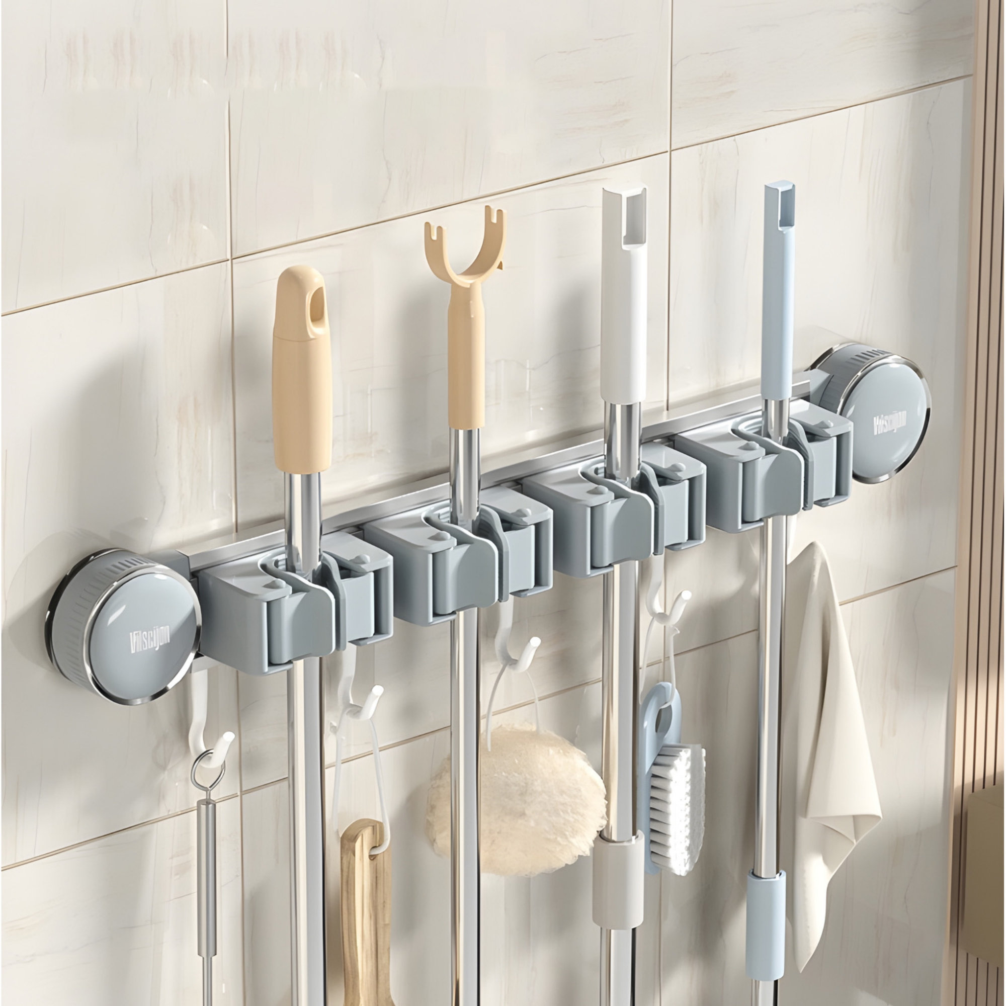 Latitude Run® Non Perforated Space Aluminum Mop Clip Holder, Strong ...