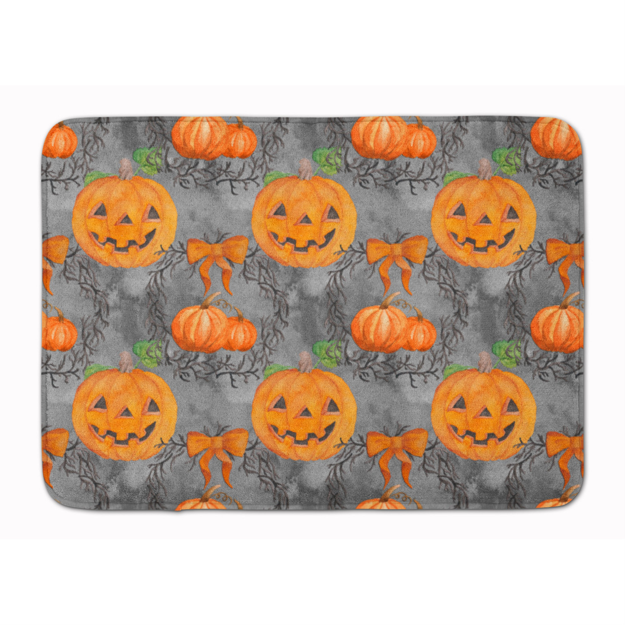 The Holiday Aisle® Molene Watecolor Halloween Pumpkins Memory Foam Bath ...