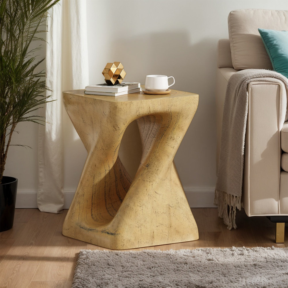 Wrought Studio™ Twist Shape MGO Accent Side Table, Unique Modern End ...