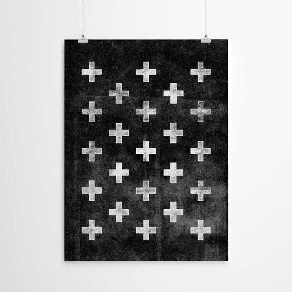 17 Stories Lienard Swiss Cross Pattern Black - No Frame Art Prints ...